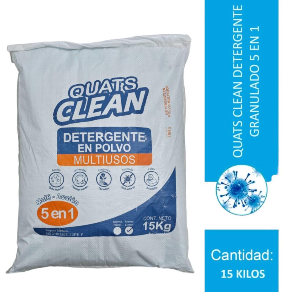 DETERGENTE GRANULADO QUATS CLEAN SACO X 15 KILOS – QUATS CLEAN S.A.C.
